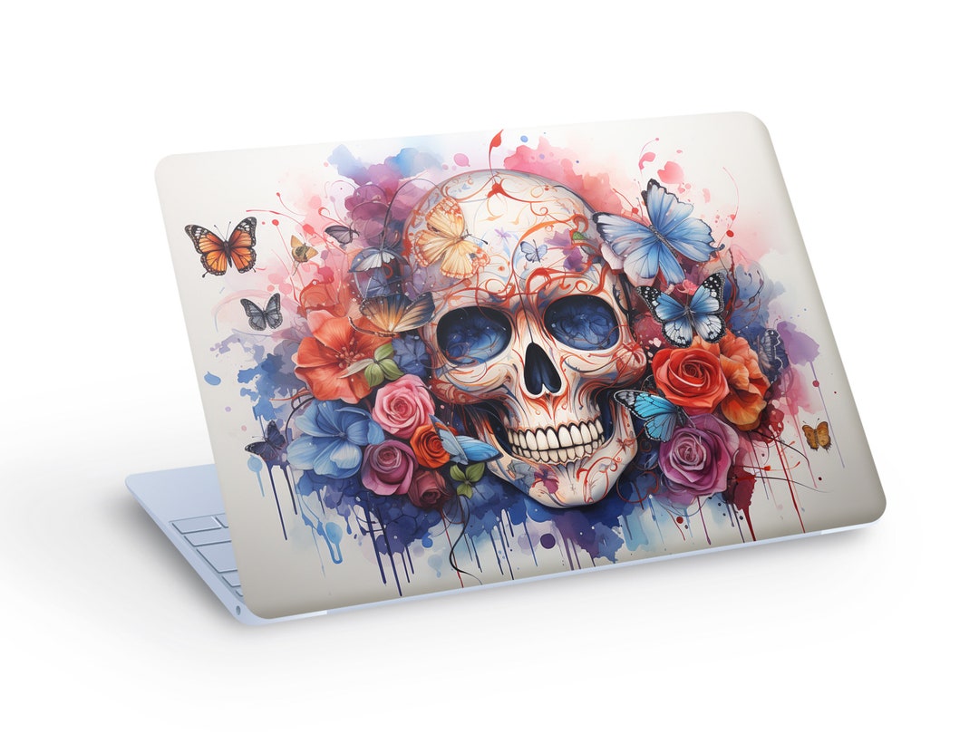 Splattered Sugar SKULL LAPTOP SKIN Decal Sticker, Colorful Skull and ...