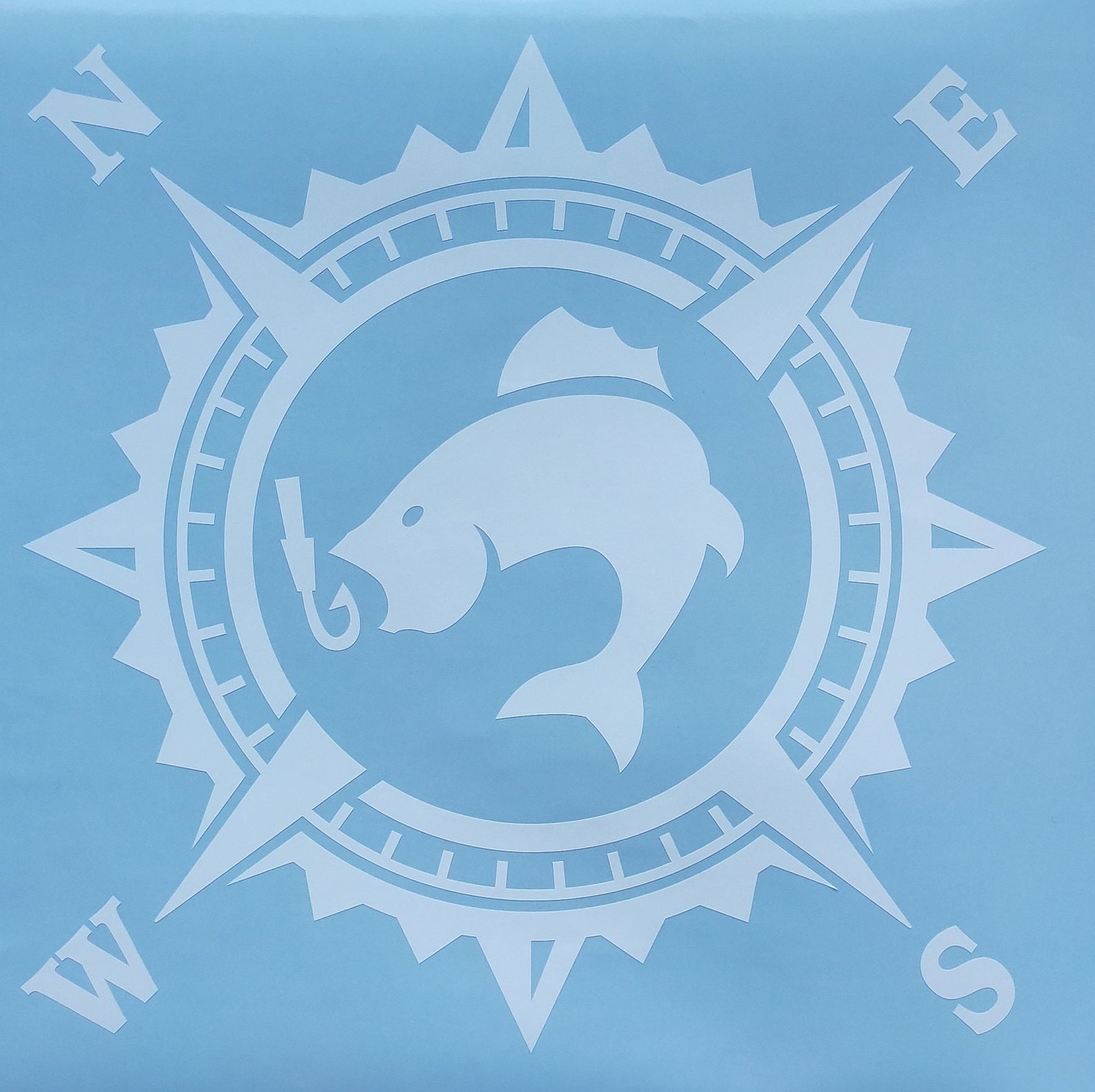 Fishing Compass Vinyl Decal Sticker Compass Rose Fishing - Etsy