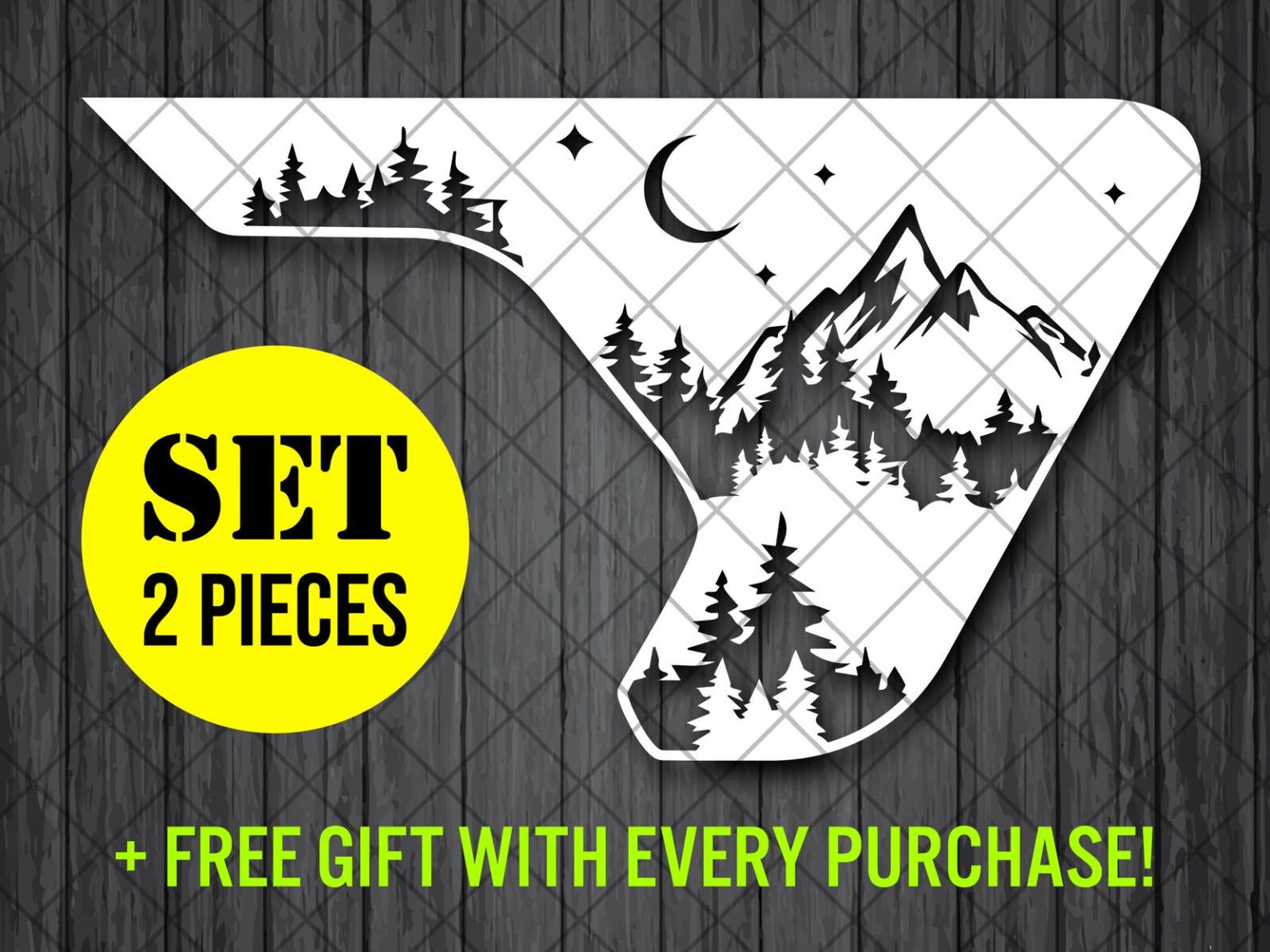 Moon Mountain Forest Fender Vent Vinyl Decal Sticker, JL / JLU / JT ...