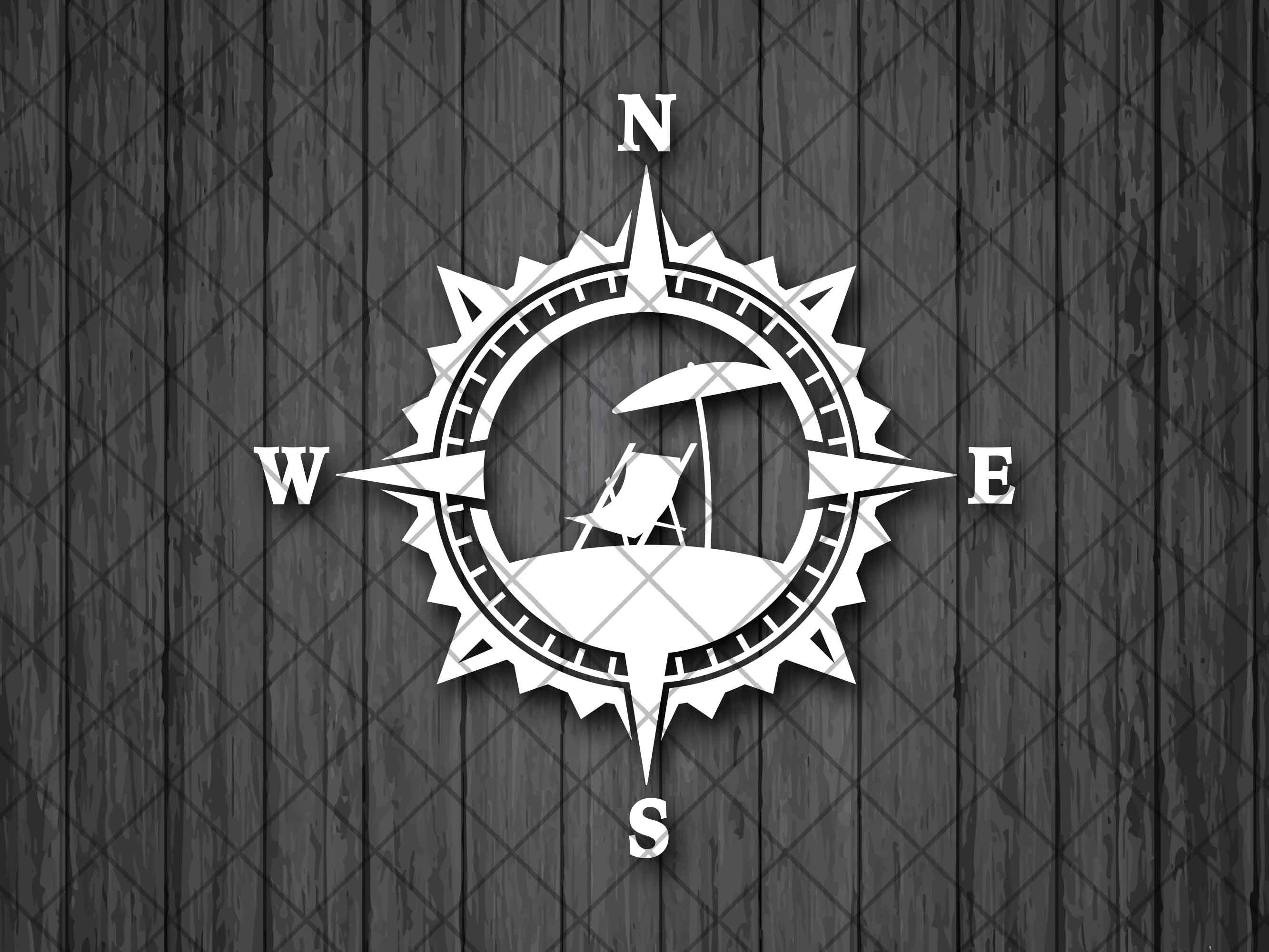 BEACH Compass Vinyl Decal Sticker Compass Rose Vacation - Etsy