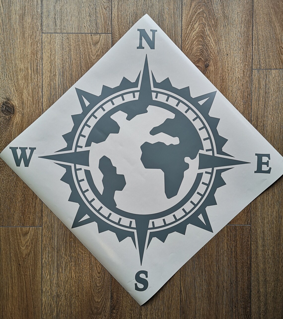 World Map Compass Vinyl Decal Sticker, Compass Rose, Mountain Decal ...