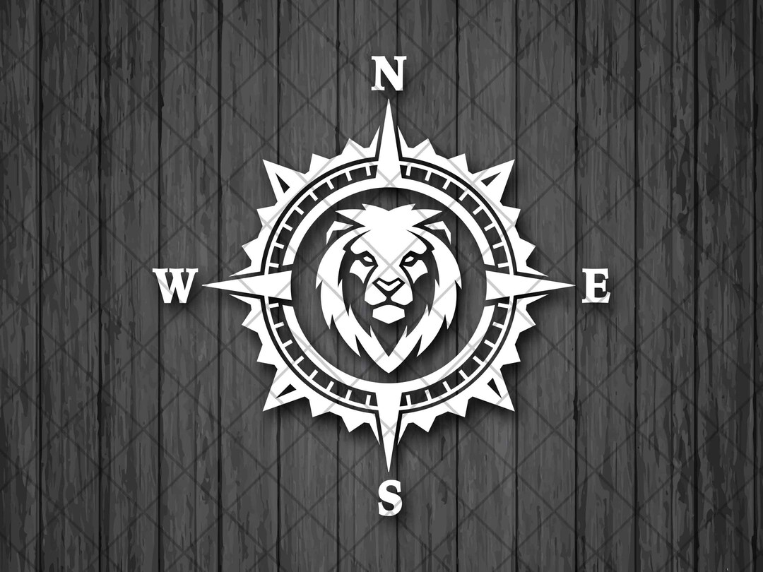 LION Compass Vinyl Decal Sticker, Nature Decal, Compass Rose Decal ...