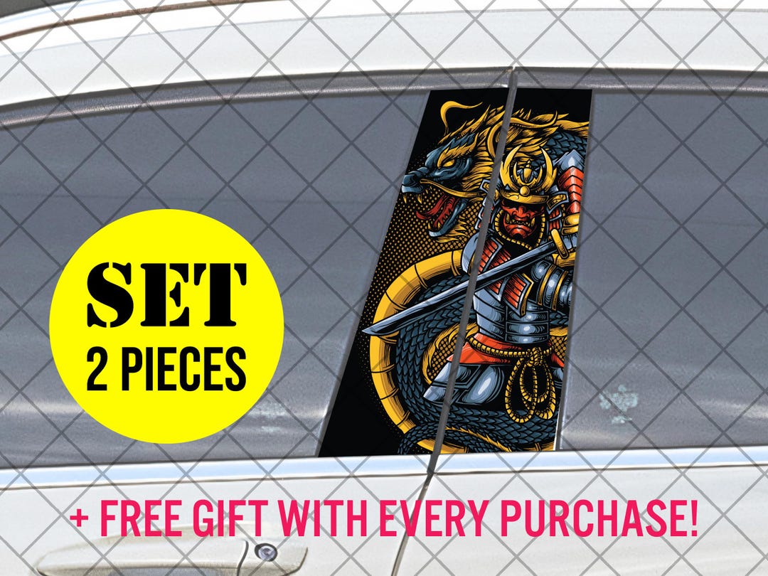 Samurai Dragon Warrior – Japanese Sword Fighter Pillar Car Decal ...