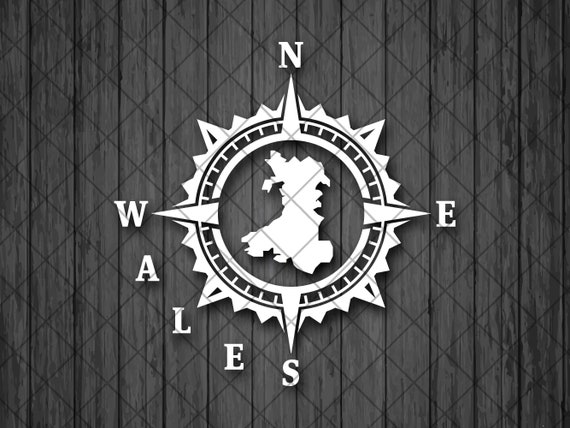 WALES Compass Vinyl Decal Sticker Compass Rose Decaldecal | Etsy