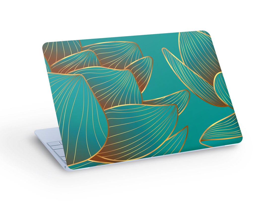 Gold Lotus LEAVES LAPTOP SKIN Decal Sticker, Abstract Lotus Leaves ...