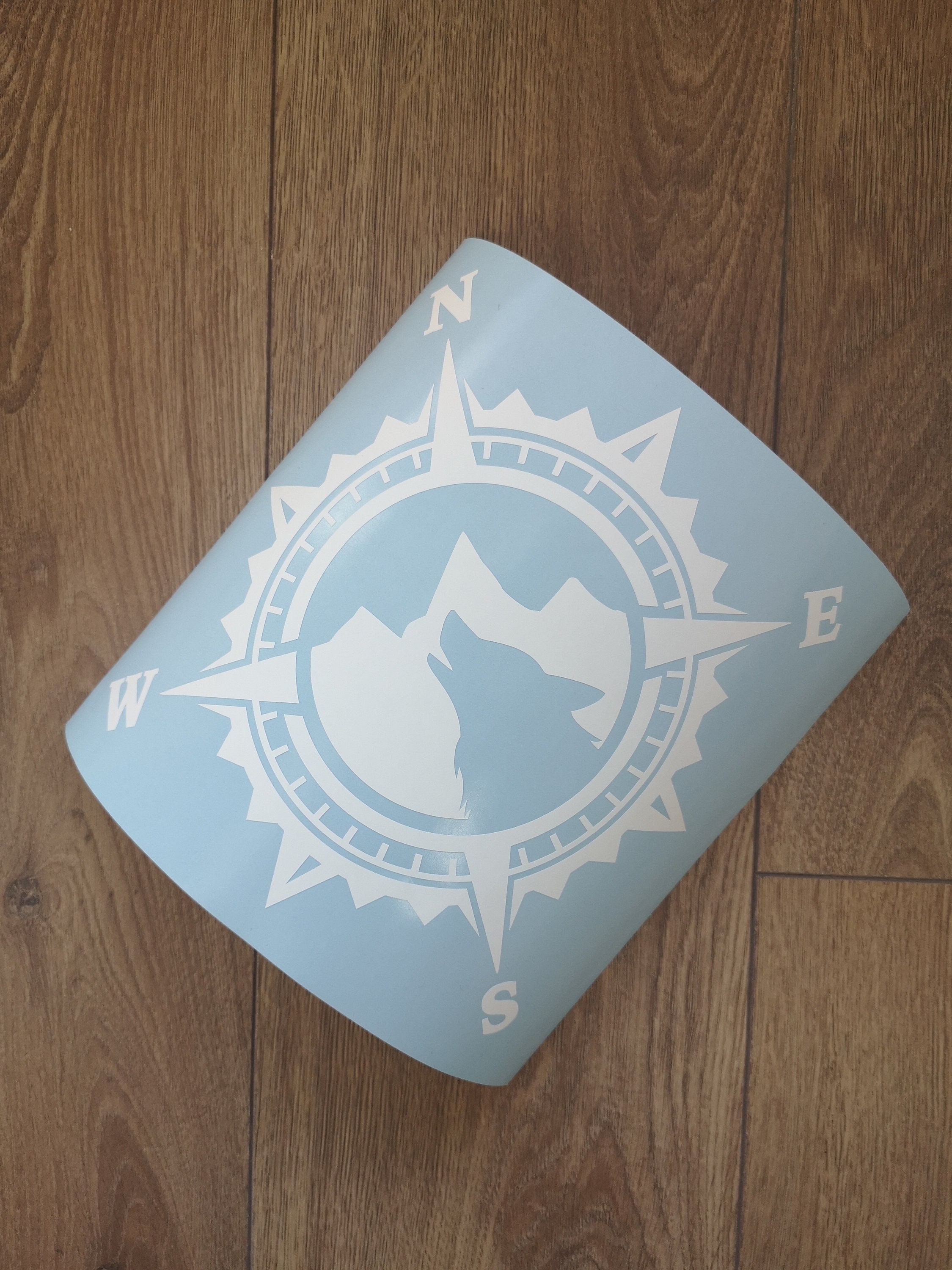 Mountain Wolf Compass Vinyl Decal Sticker, Compass Rose, Mountain Decal ...