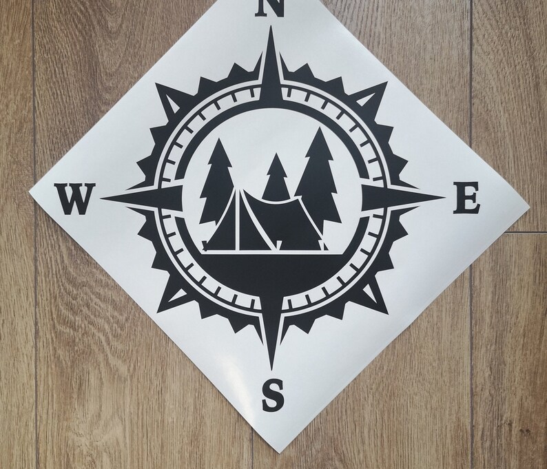 Forest Tent Camping Compass Vinyl Decal Sticker Compass Rose | Etsy