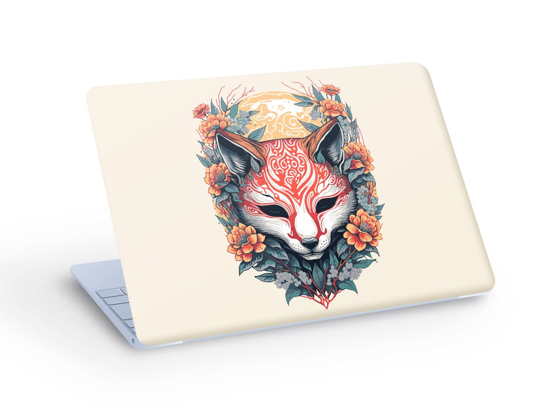 Japanese KITSUNE Mask LAPTOP SKIN Decal Sticker, Kitsune Fox Mask ...
