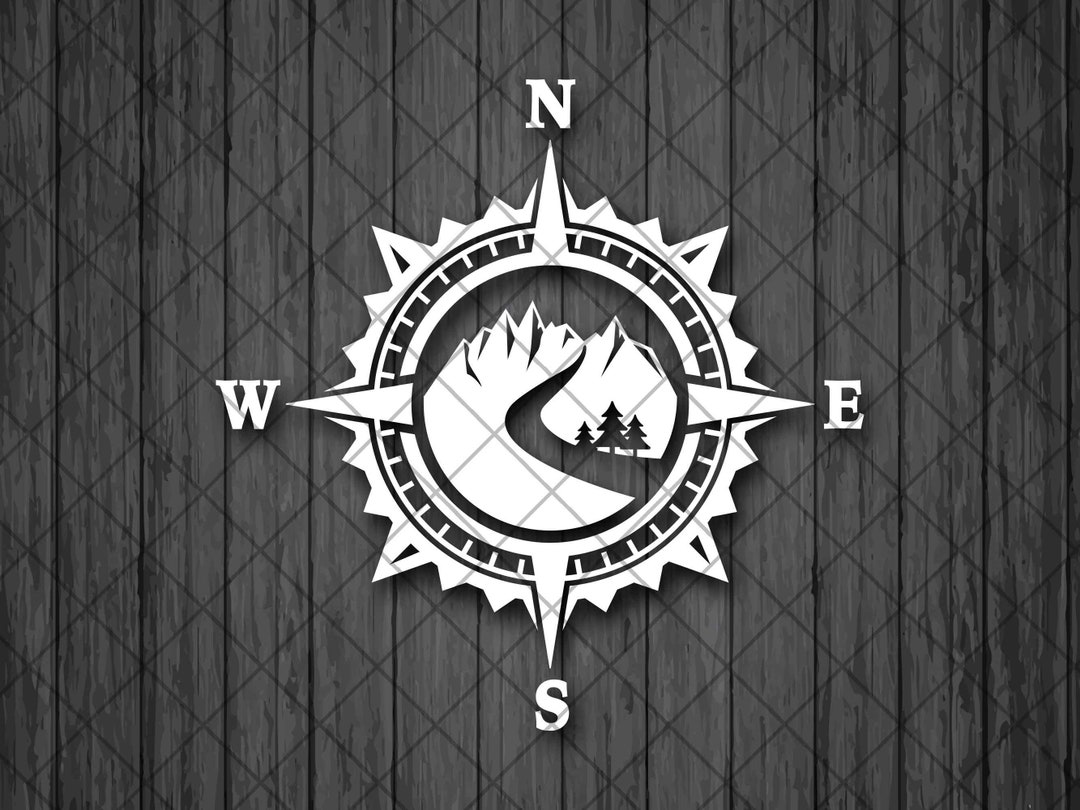 Mountain River Compass Vinyl Decal Sticker, Nature Decal, Forest ...