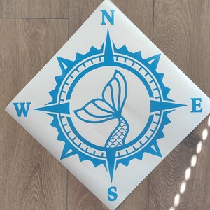 MERMAID Compass Vinyl Decal Sticker, Compass Rose, Ocean MERMAID Tail ...