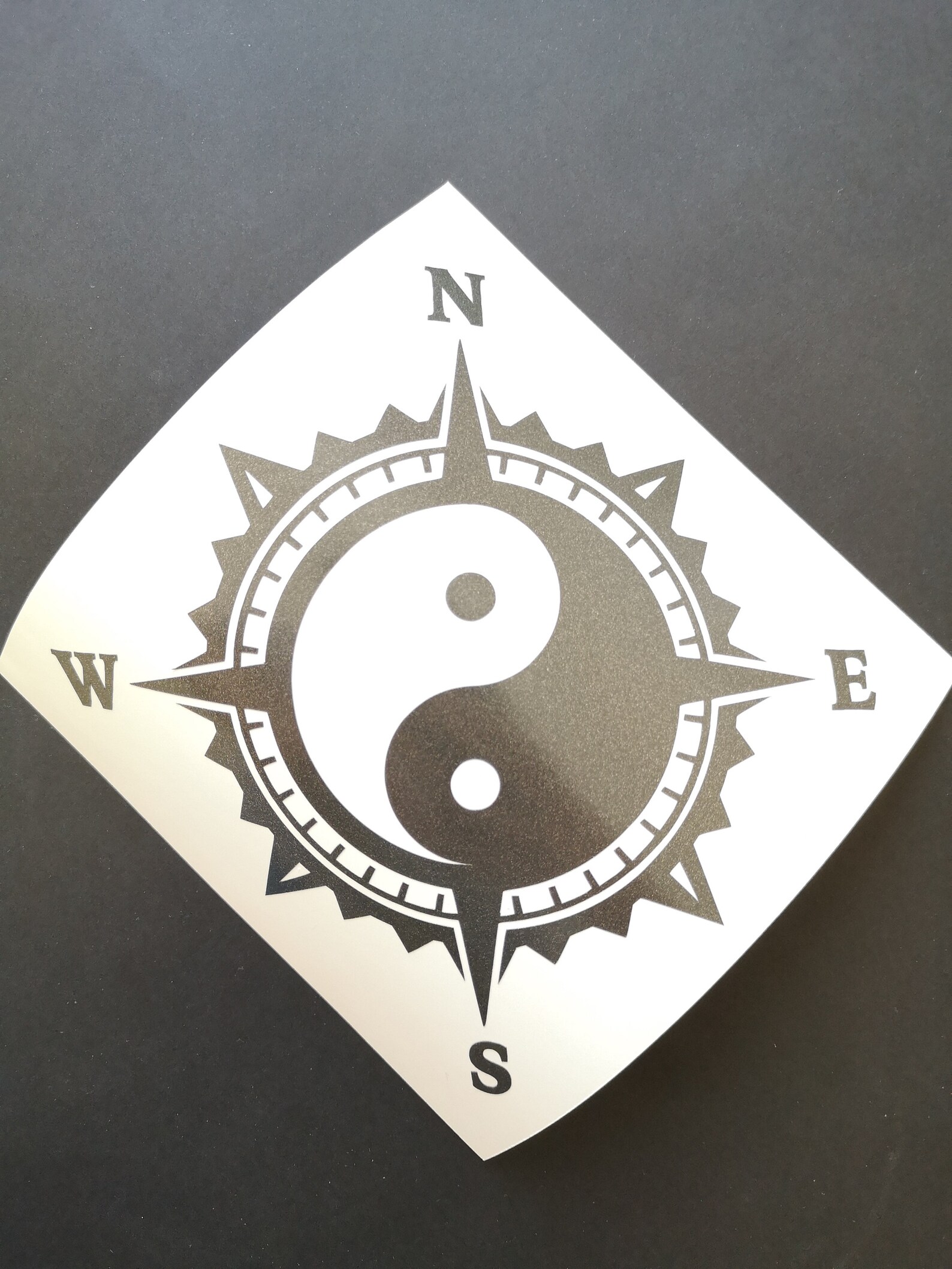 YIN YANG Compass Vinyl Decal Sticker Compass Rose Yin Yang - Etsy