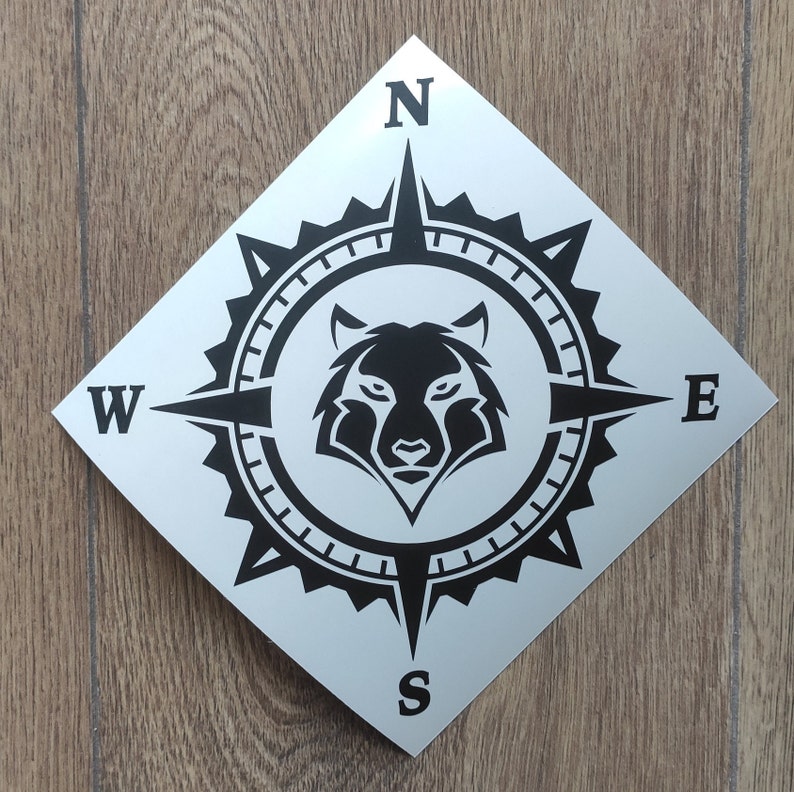 Wolf Compass Vinyl Decal Sticker, Compass Rose, Mountain Decal, Truck ...