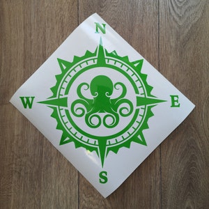 Octopus Compass Vinyl Decal Sticker, Compass Rose, Sailor Decal, Truck ...