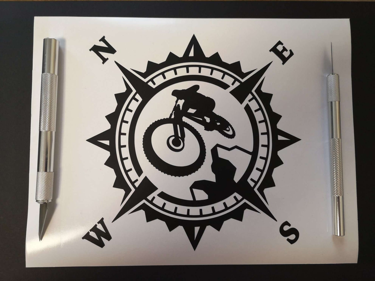 Mountain Bike Vinyl Decal Sticker Compass Rose Mountain - Etsy