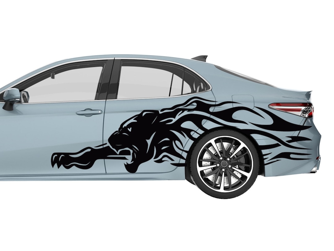 Set of JAGUAR Side Car Vinyl Decal Sticker, Set PANTHER Fender Top Side ...