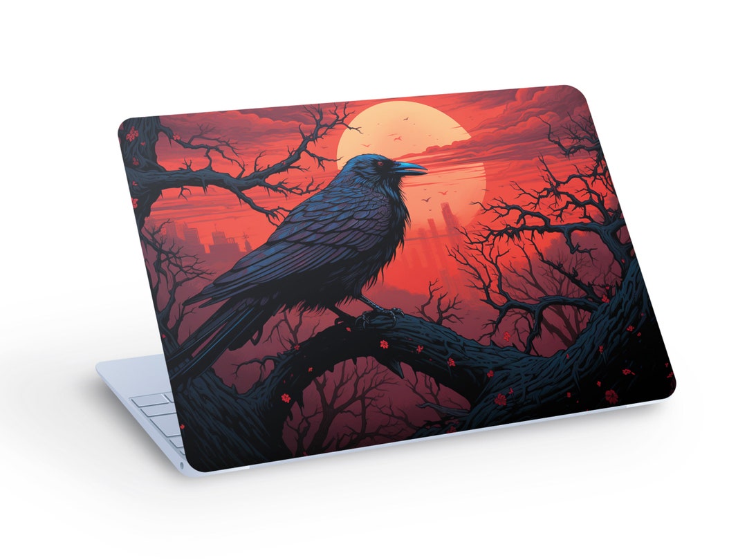 CROW LAPTOP SKIN Decal Sticker, Raven in the Dark Laptop Skin Decal ...