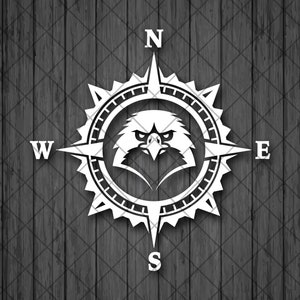Eagle Vinyl Decal Sticker, Nature Decal, Compass Rose Decal, Laptop ...