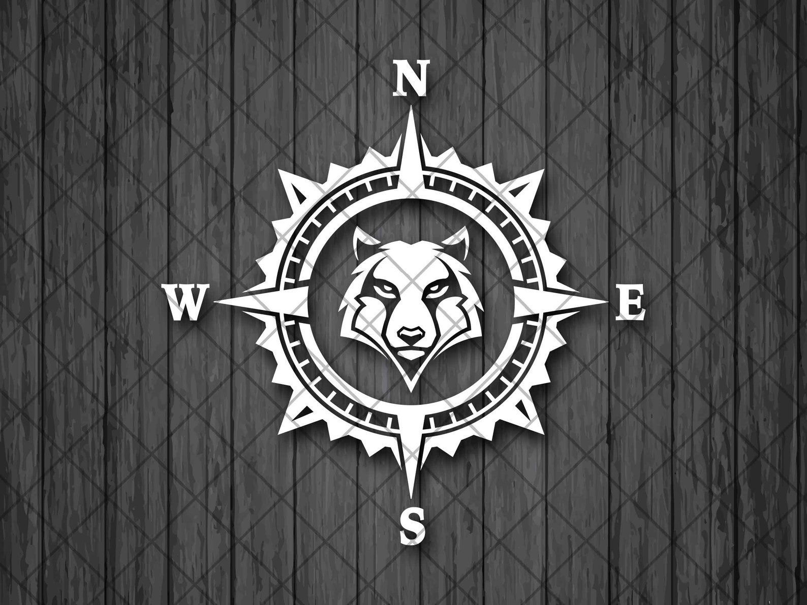 Wolf Compass Vinyl Decal Sticker Compass Rose Mountain - Etsy