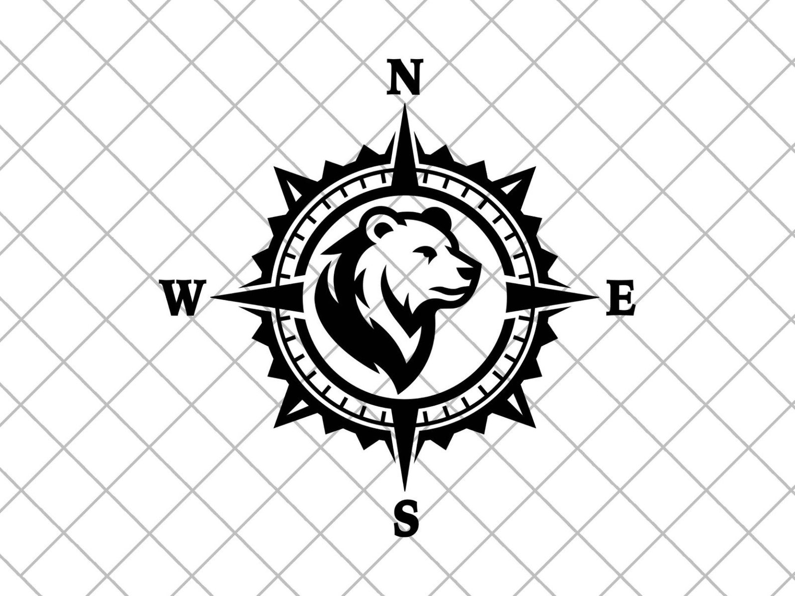 Bear Compass Vinyl Decal Sticker, Compass Rose, Mountain Decal, Truck ...