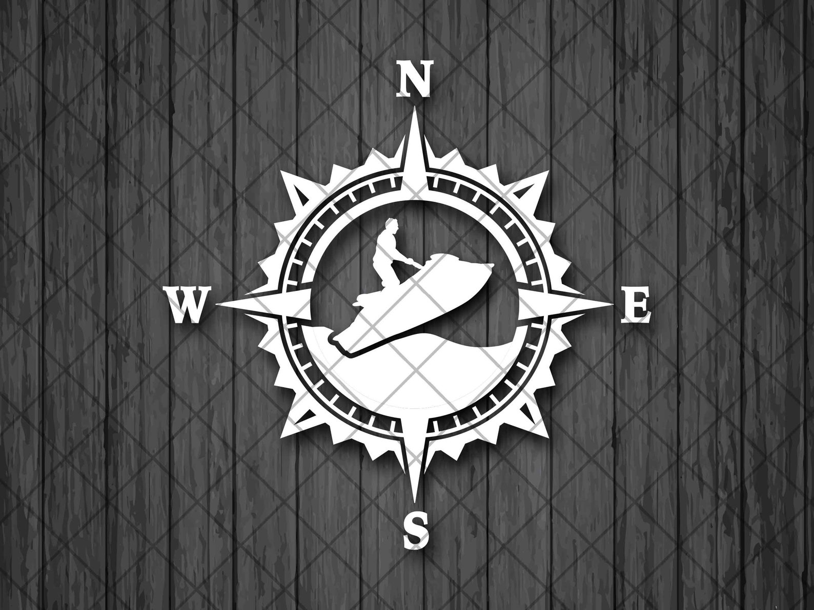 Jet Ski Vinyl Decal Sticker Watercraft Decal Compass Rose - Etsy