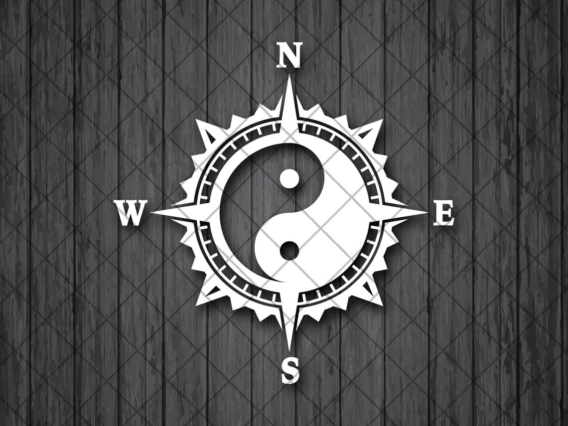 Yin Yang Compass Vinyl Decal Sticker Compass Rose Yin Yang Etsy