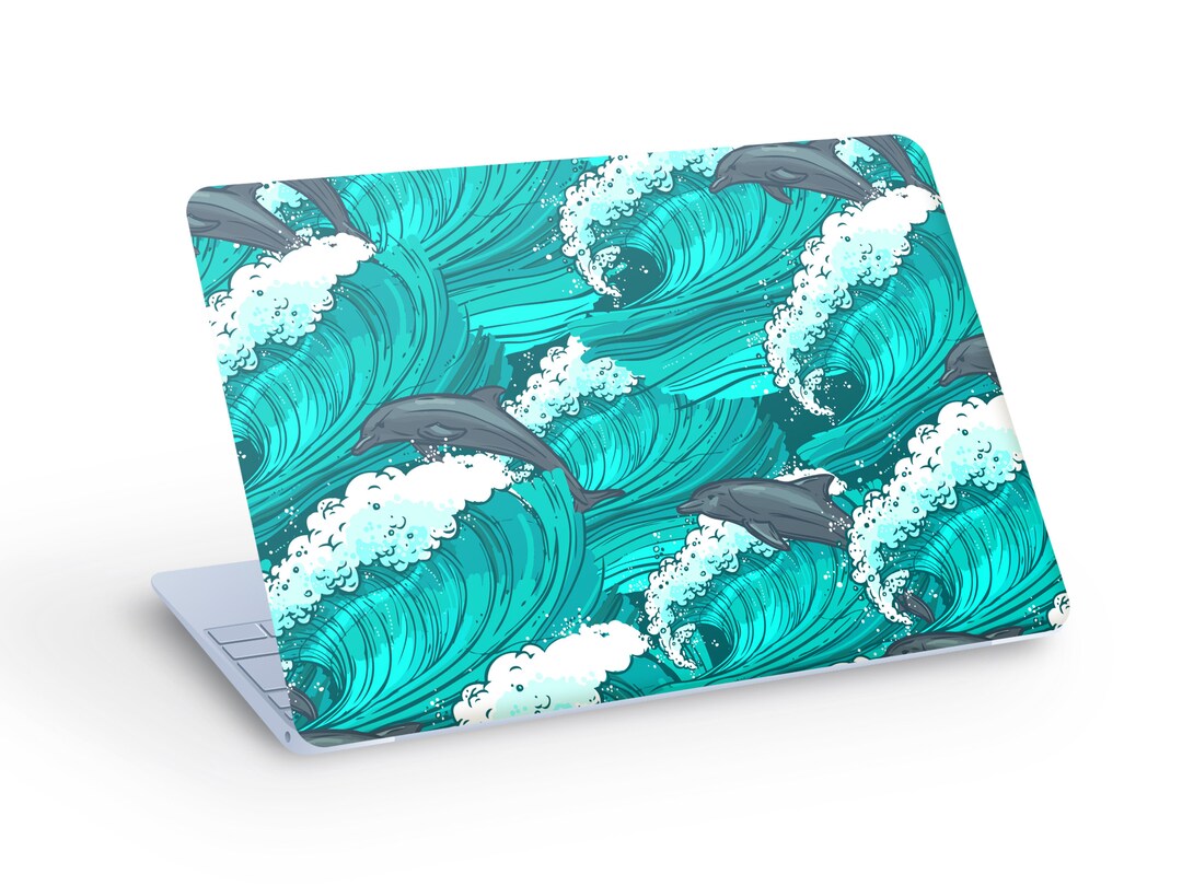 OCEAN Waves & DOLPHIN LAPTOP Skin Decal Sticker, Sea Waves Dolphin ...