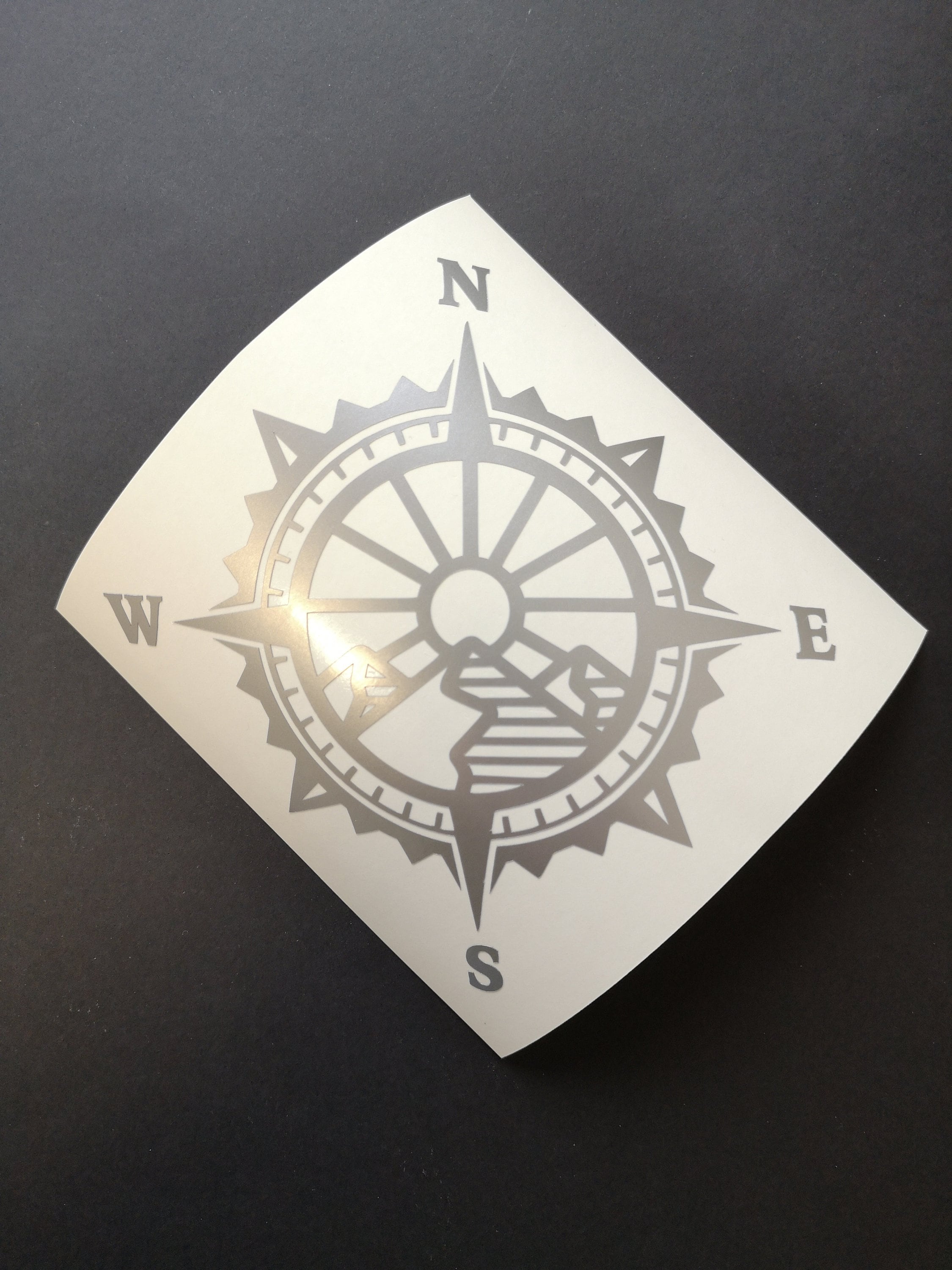 Mountain Sun Line Drawing Compass Vinyl Decal Sticker Nature | Etsy