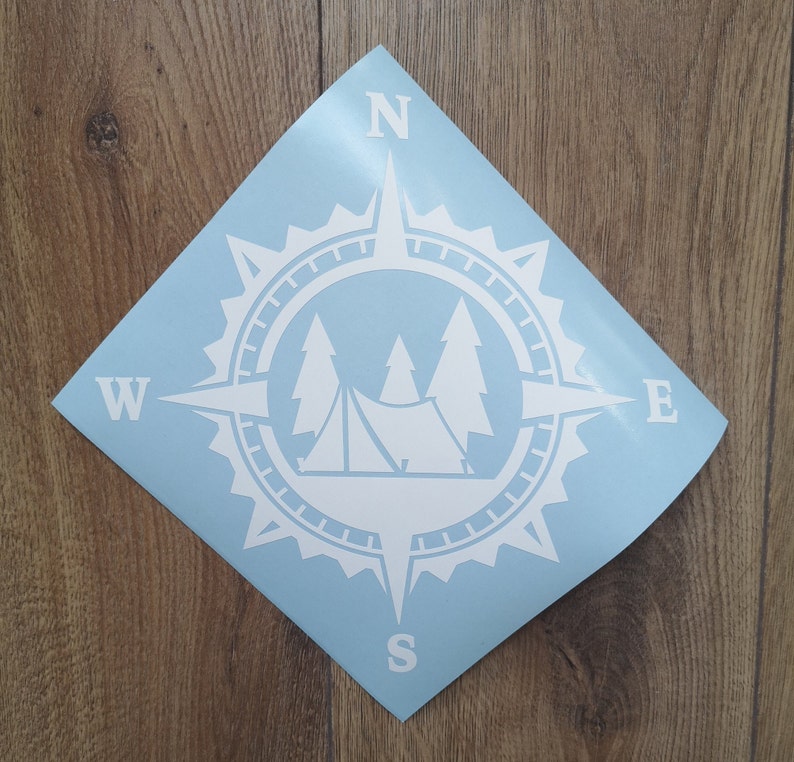 Forest Tent Camping Compass Vinyl Decal Sticker Compass Rose | Etsy