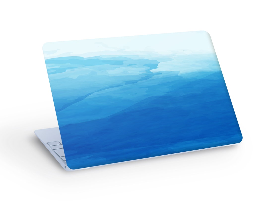 Blue Watercolor OCEAN LAPTOP SKIN Decal Sticker, Blue Watercolor Sea ...