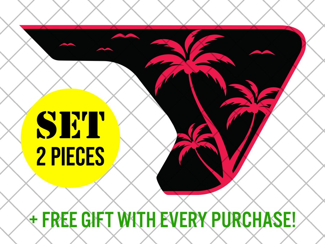 Two-layer Decals Palm Trees Beach Hawaiian Fender Vent Vinyl Decal ...