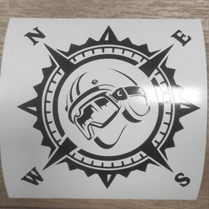 Motorcycle Helmet Vintage Compass Vinyl Decal Sticker, Compass Rose ...