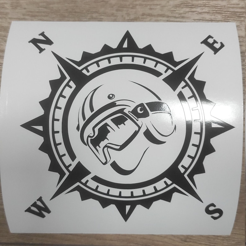 Motorcycle Helmet Vintage Compass Vinyl Decal Sticker Compass - Etsy