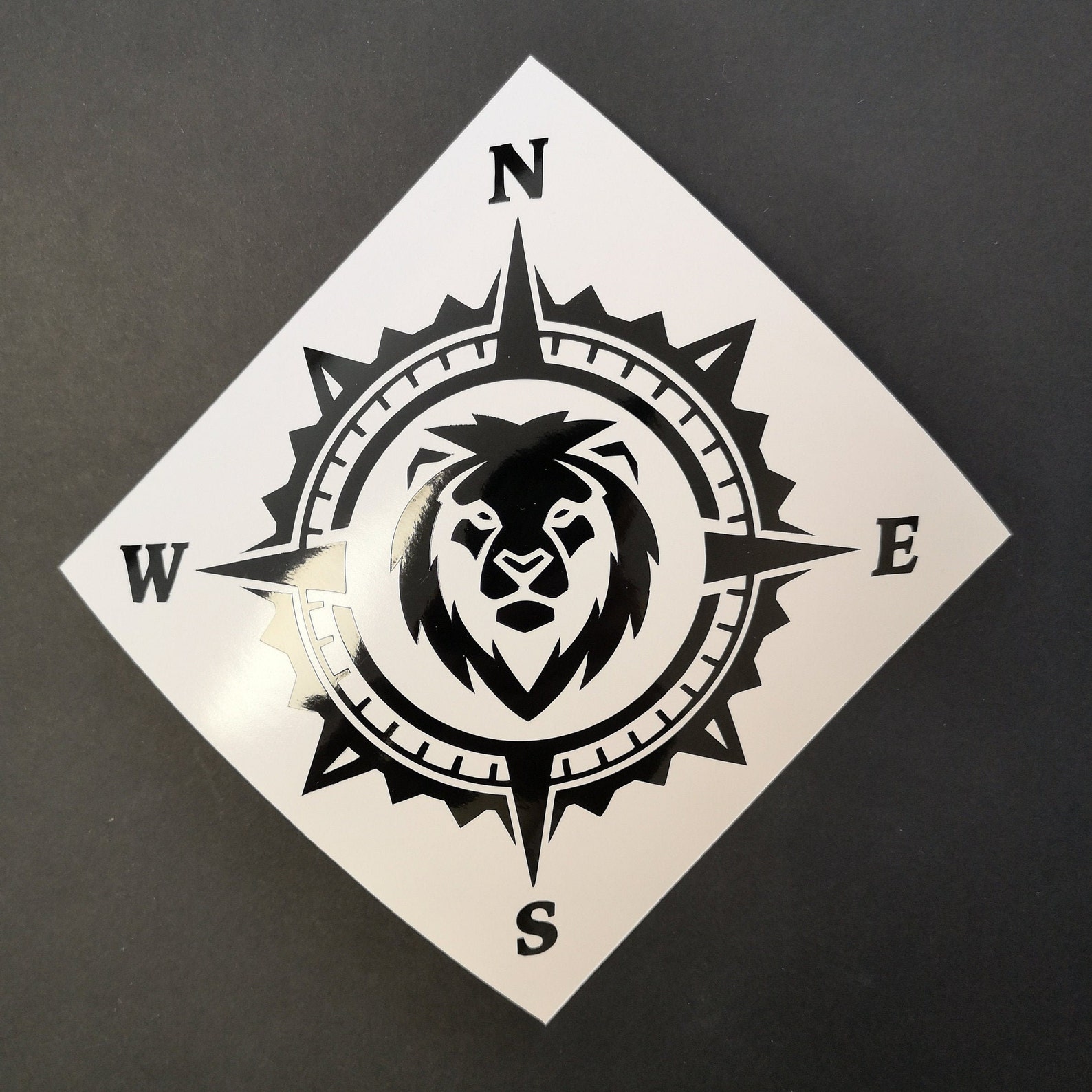 LION Compass Vinyl Decal Sticker, Nature Decal, Compass Rose Decal ...