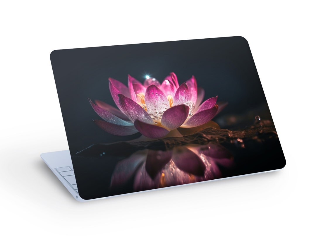 Glowing Pink Water Lily LAPTOP SKIN, Water Lily Flower MacBook Skin ...