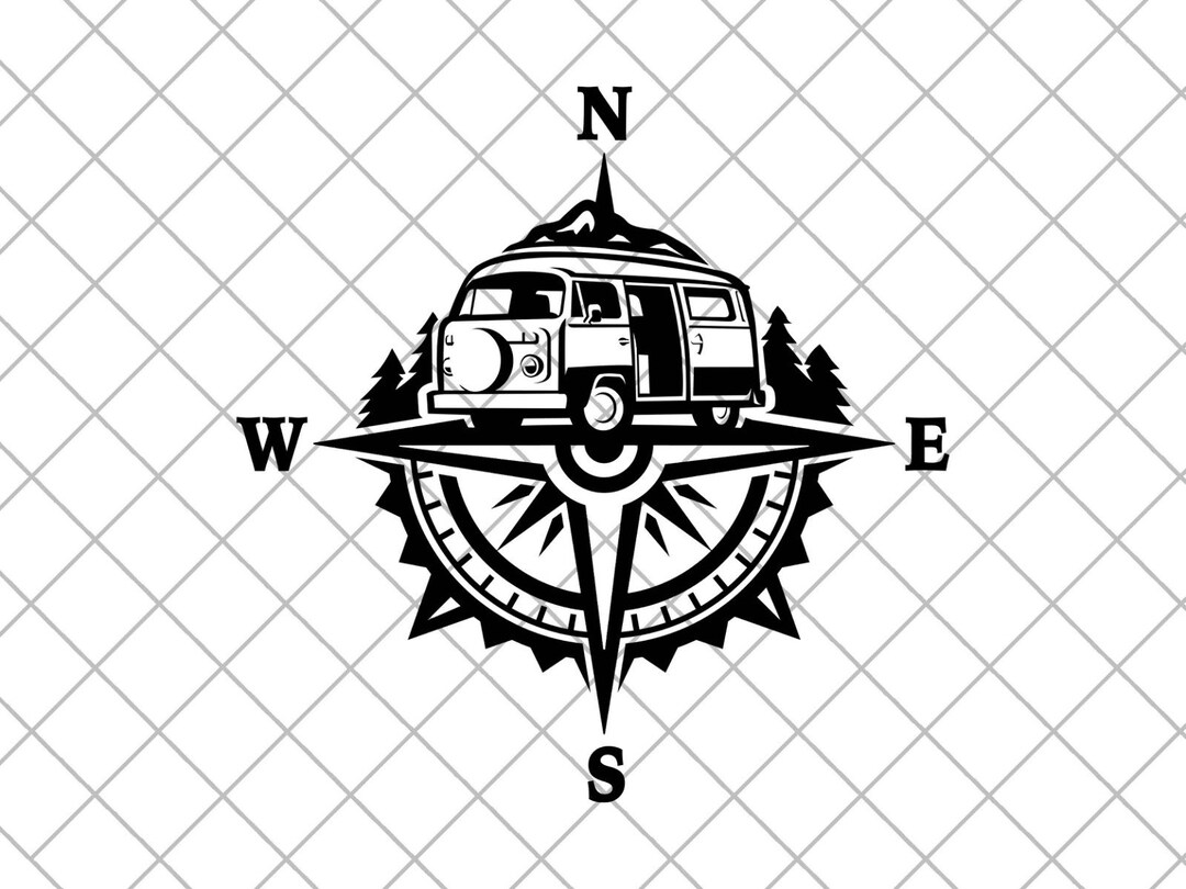 VANLIFE Vinyl Decal Sticker, Van Life Hood Decal, Compass Rose Decal ...