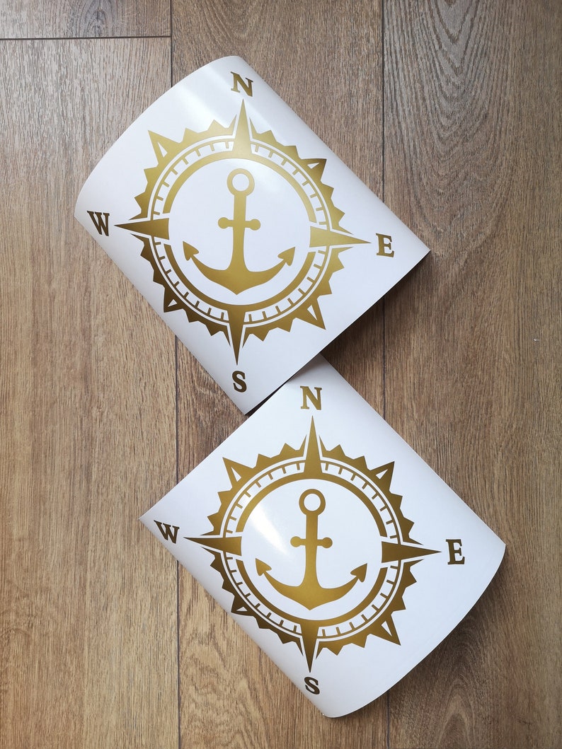 Anchor Compass Vinyl Decal Sticker Compass Rose Ship Captain - Etsy
