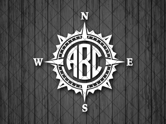 Monogram Compass Vinyl Decal Sticker Initials Car Decal | Etsy