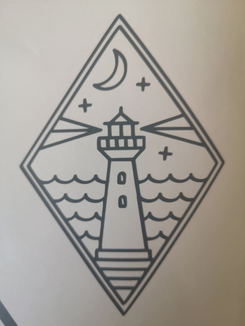 MOON LIGHTHOUSE OCEAN Line Drawing Vinyl Decal Sticker Sea | Etsy