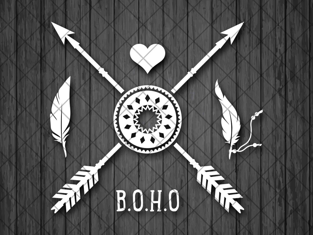 Boho Bohemian Feathers, Hart and Arrows Vinyl Decal Sticker Home Decor ...