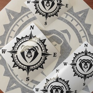 Bear Compass Vinyl Decal Sticker, Compass Rose, Mountain Decal, Truck ...