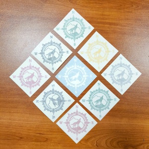 Mountain Wolf Compass Vinyl Decal Sticker, Compass Rose, Mountain Decal ...