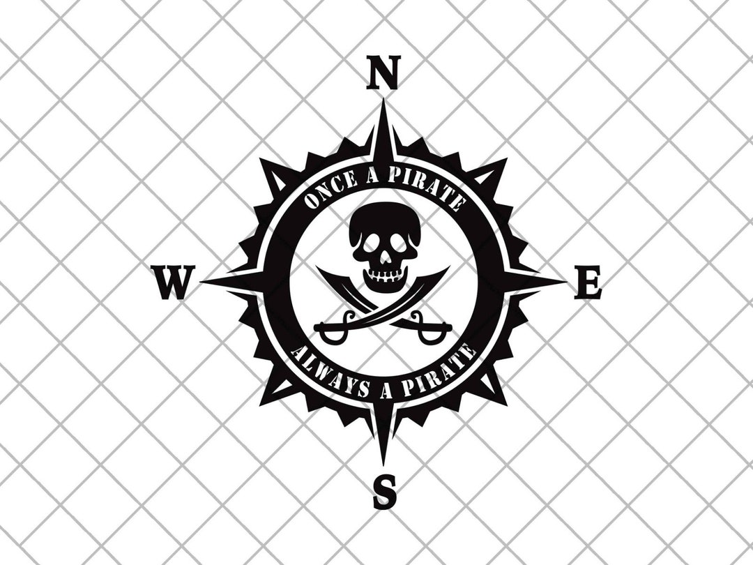 Pirate Skull Compass Vinyl Decal Sticker, Compass Rose, Ship Captain ...