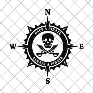 Pirate Skull Compass Vinyl Decal Sticker, Compass Rose, Ship Captain ...