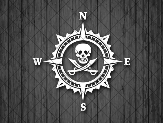 Pirate Compass Rose Black And White