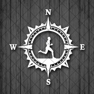 Running Man Compass Vinyl Decal Sticker, Compass Rose, Truck Decal ...
