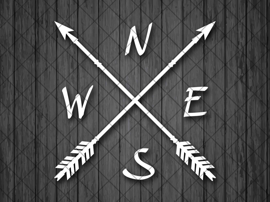 Crossed Arrows Compass Vinyl Decal Sticker, North South East West Vinyl ...