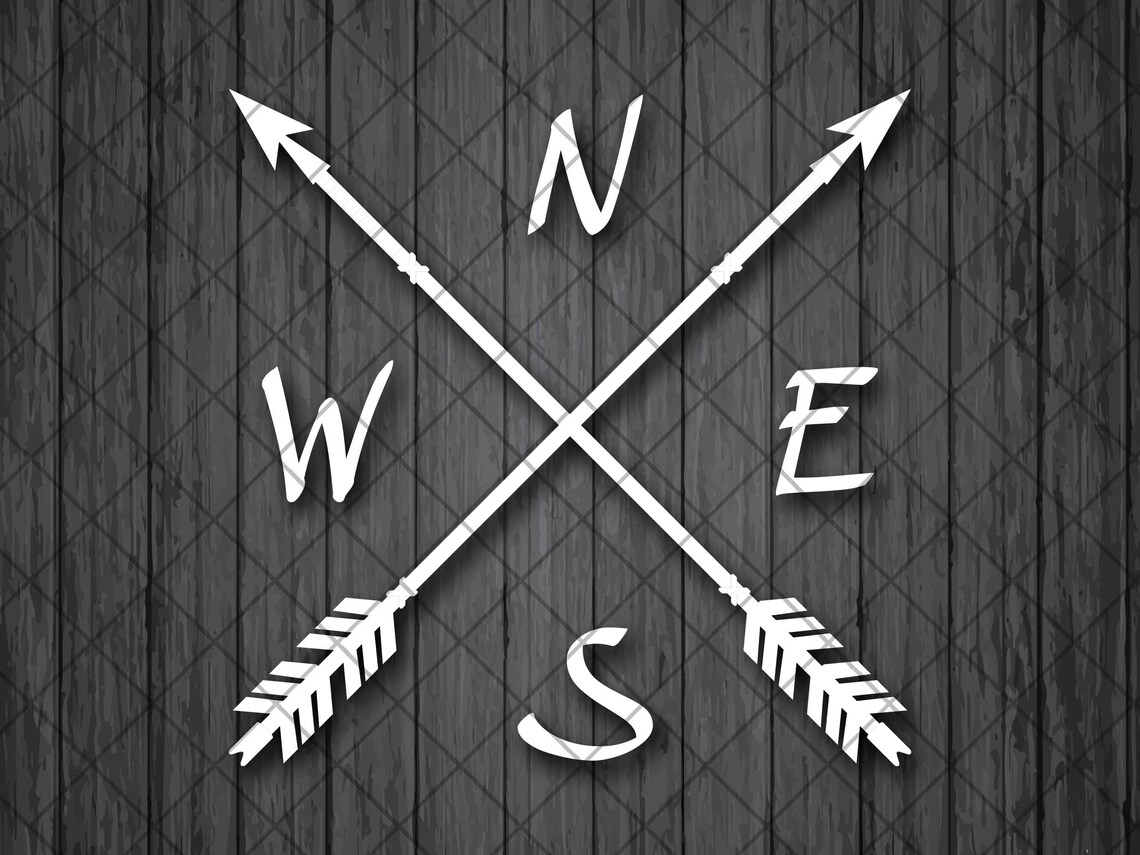 Crossed Arrows Compass Vinyl Decal Sticker North South East | Etsy