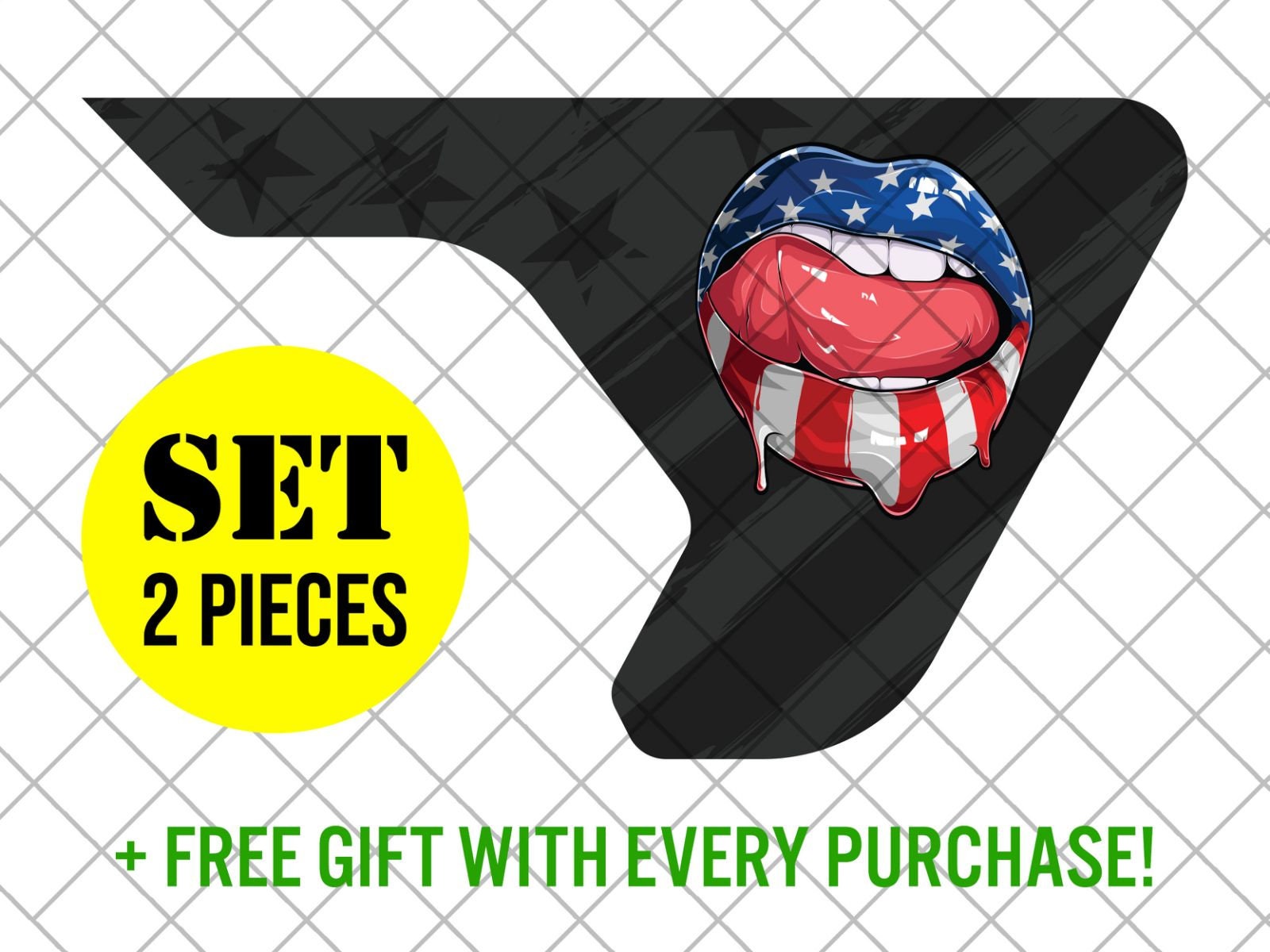 US Woman Lips FLAG Fender Vent Decal Stickers, United States Lips ...