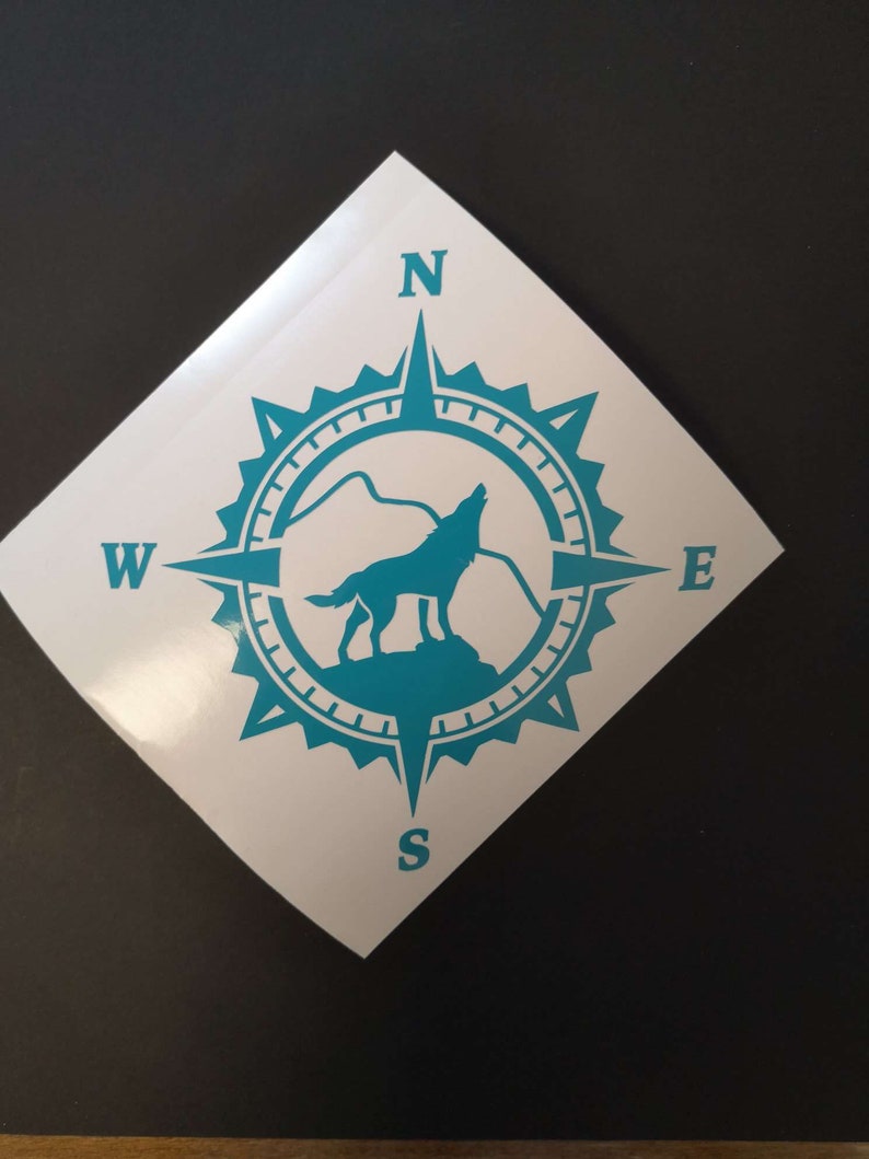 Mountain Wolf Compass Vinyl Decal Sticker Compass Rose | Etsy