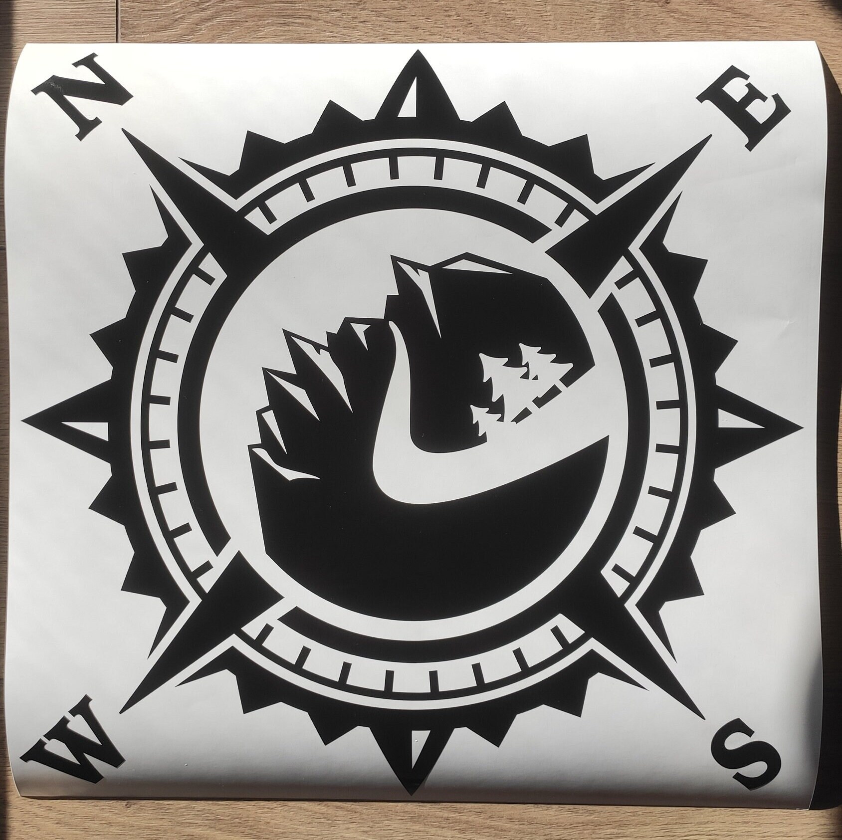 Mountain River Compass Vinyl Decal Sticker Nature Decal - Etsy